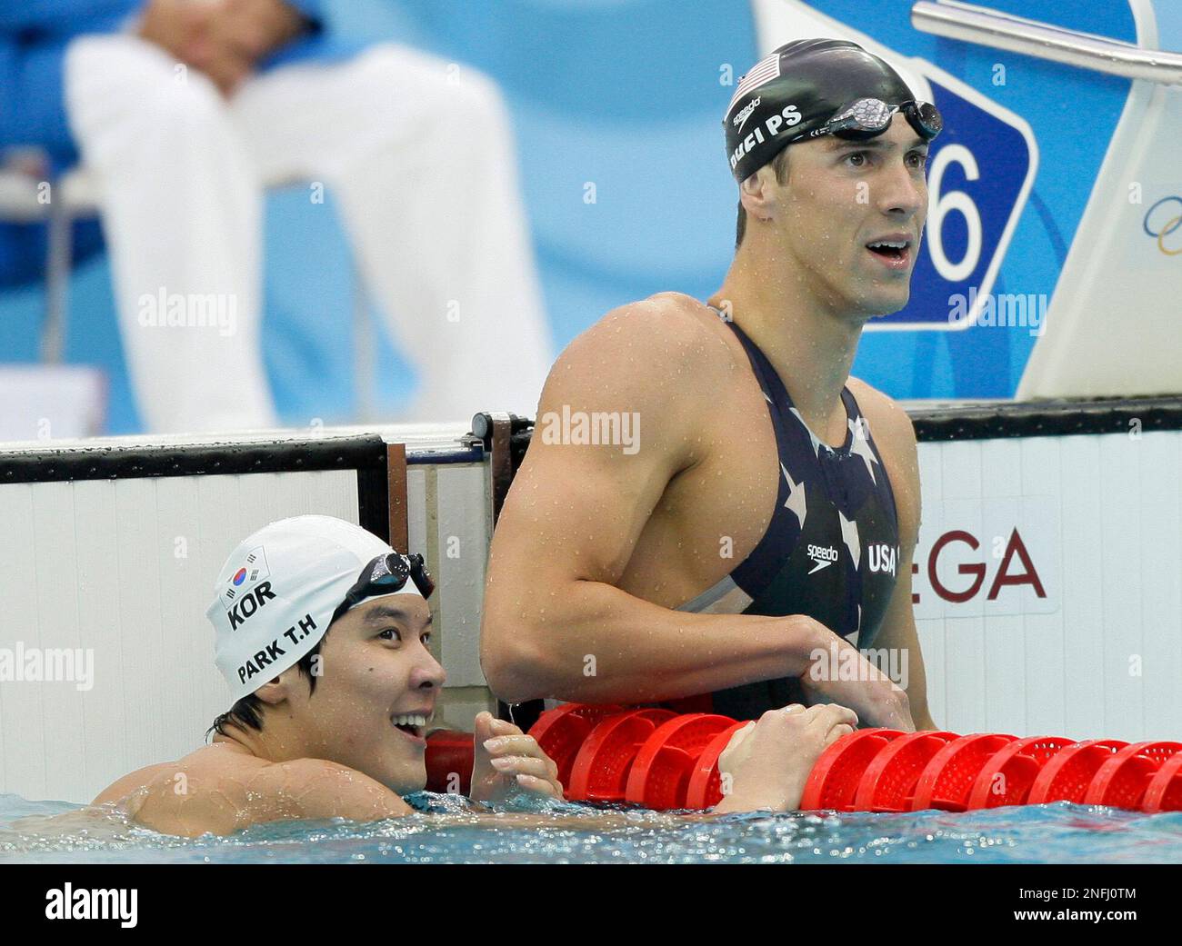 United States' Michael Phelps smiles after setting a new world record ...