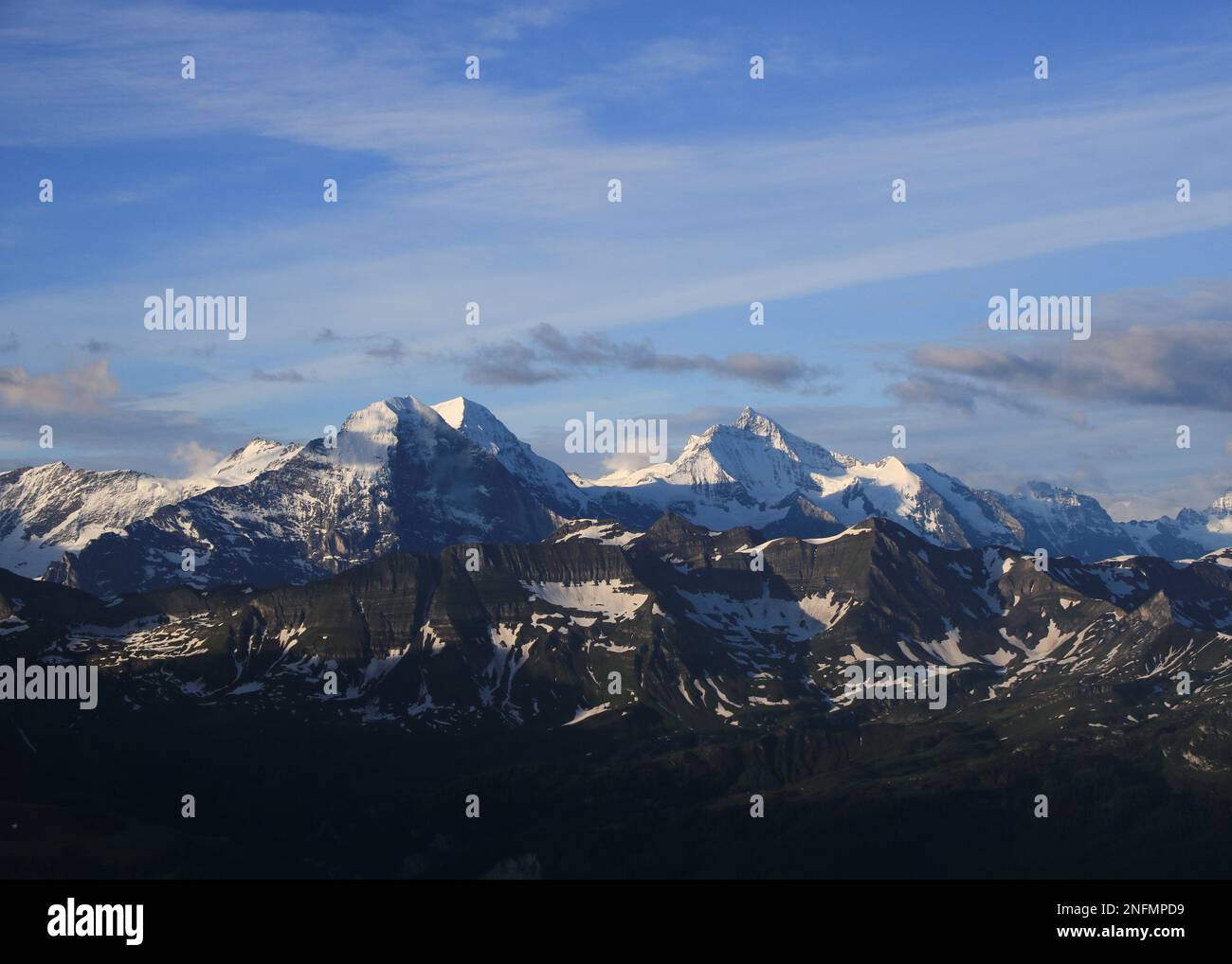 Weltberühmte Bergkette Eiger, Mönch und Jungfrau. Blick vom Mount ...