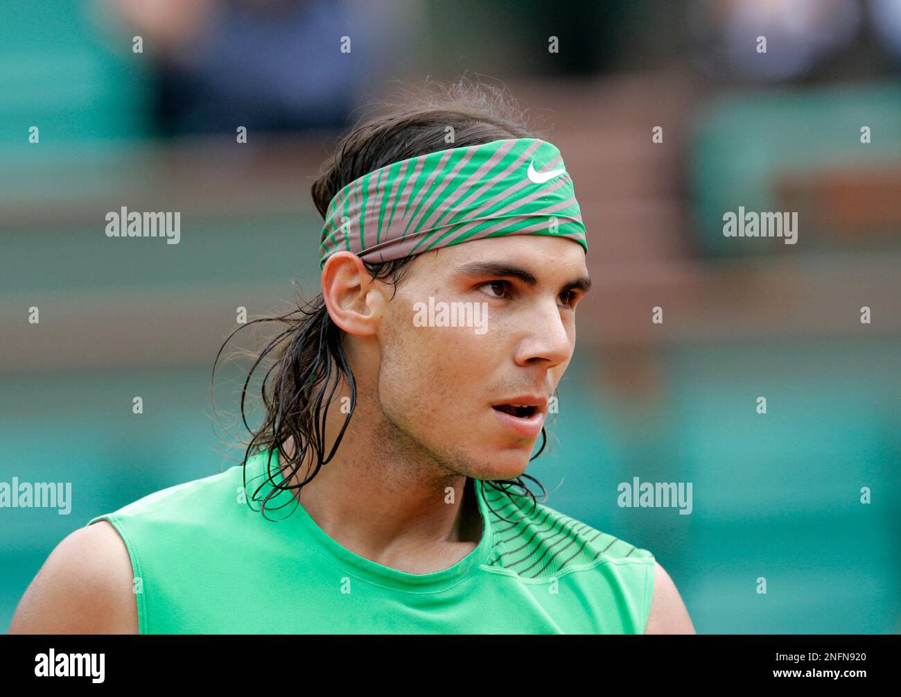 Defending champion Spain's Rafael Nadal is seen as he plays Serbia's ...