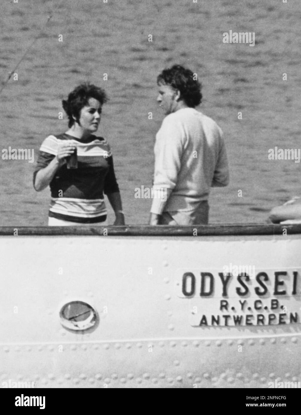 Richard Burton and his wife Elizabeth "Liz" Taylor are pictured on ...
