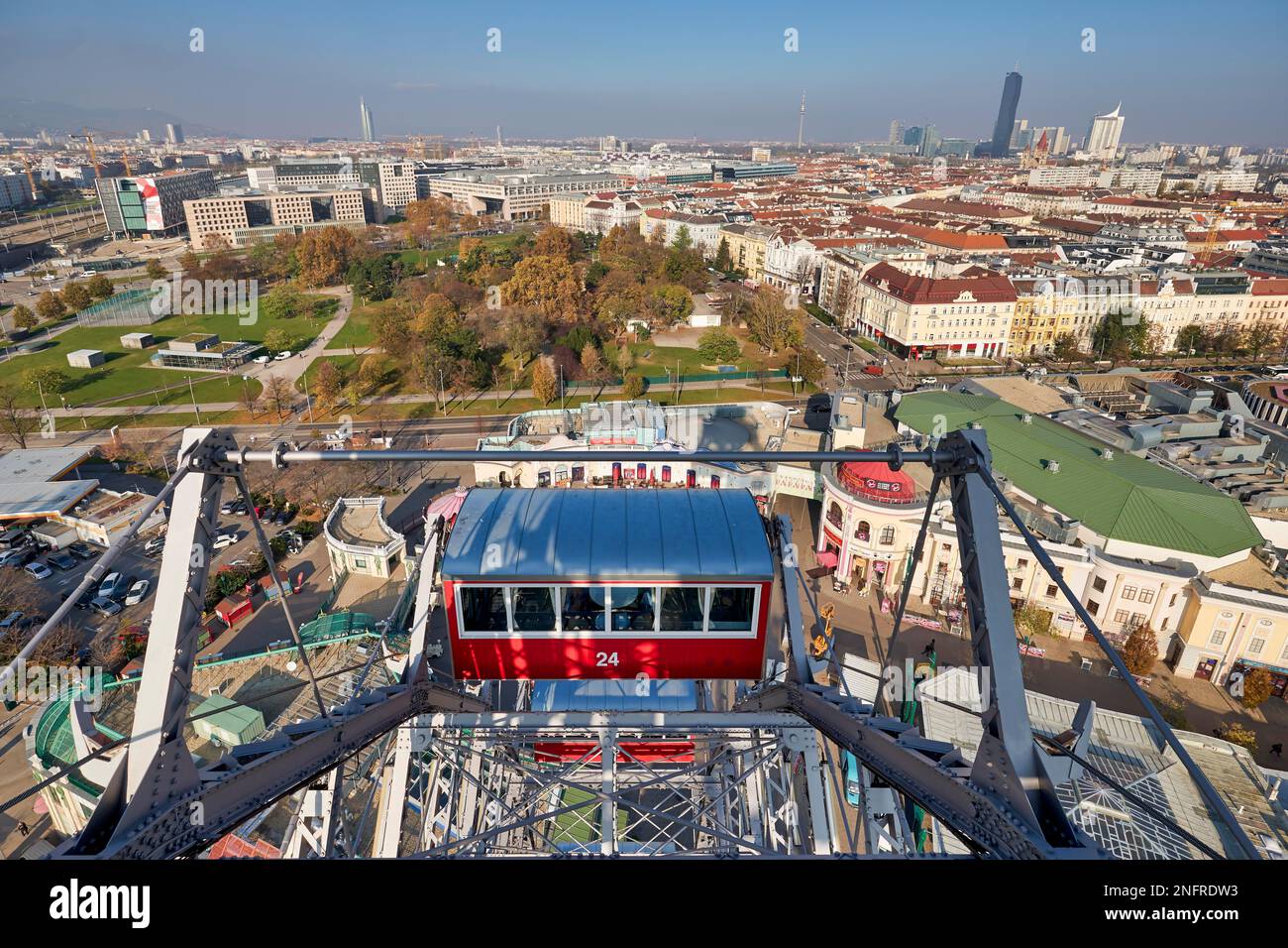 Riesenrad Panoramablick auf das Rad. Prater. Die älteste Riesenrad der ...