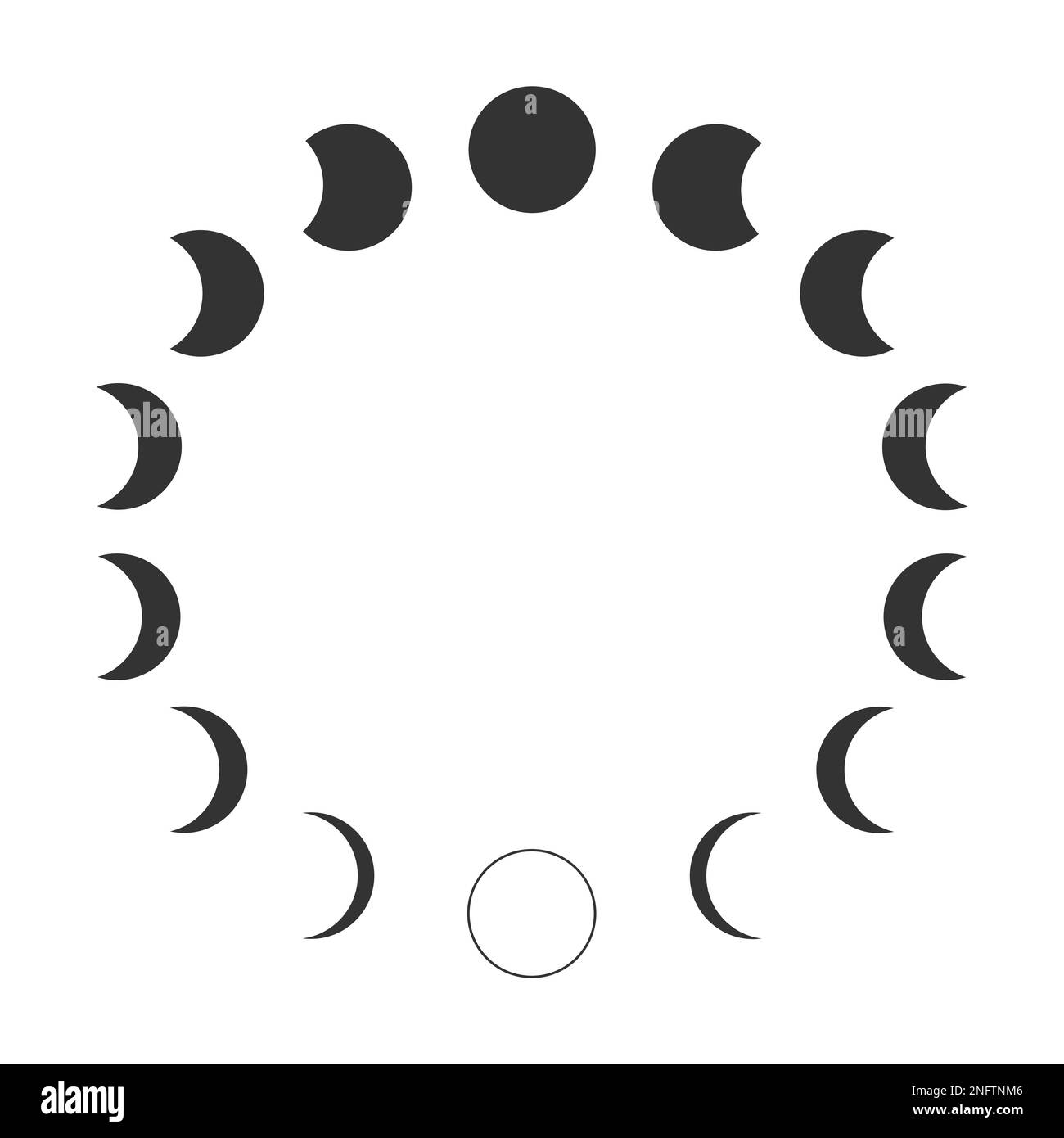 Runde Formen des Luna-Himmelsguts im Kreis. Mondphasen. Mondzyklus im ...