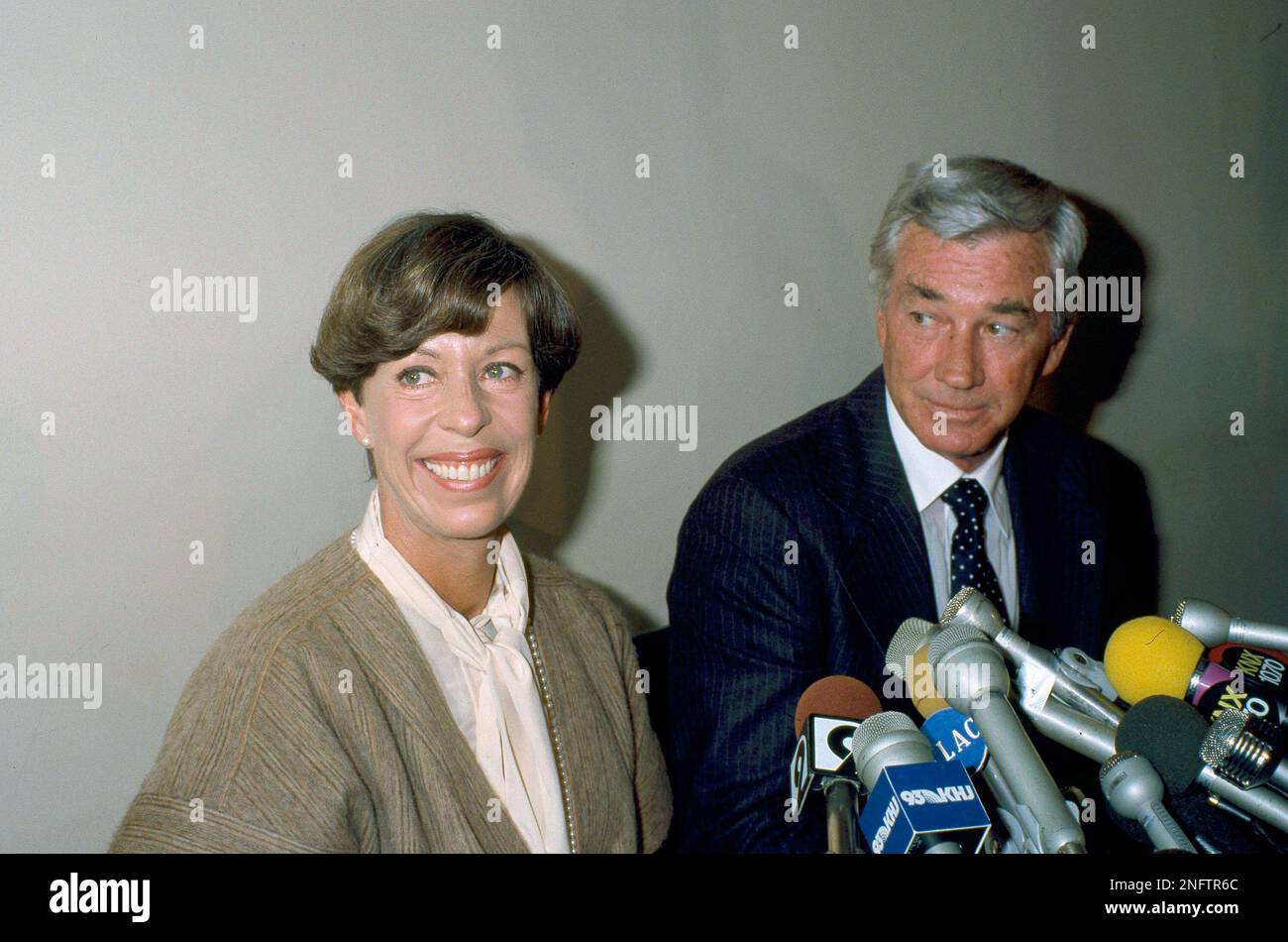 Comedian Carol Burnett and her husband Joe Hamilton are shown at a news ...