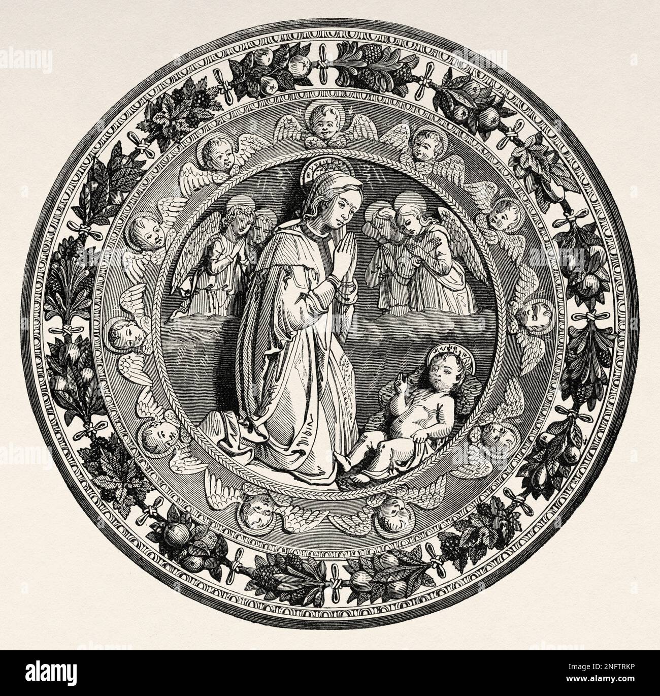 Glasiertes Terrakotta von Luca della Robbia, das die Jungfrau Maria ...