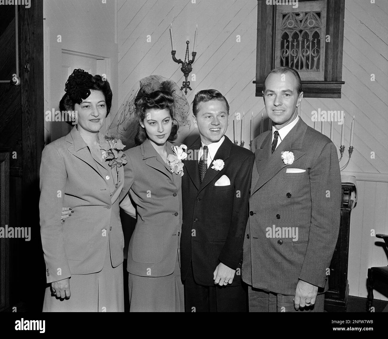 Actor Mickey Rooney, second from right, is shown with his bride Ava ...