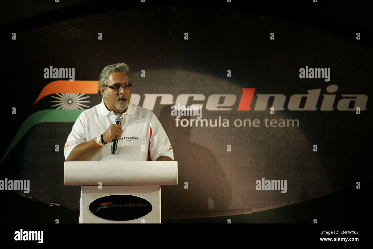 Force India Formula One team owner Vijay Mallya speaks at the launch of ...