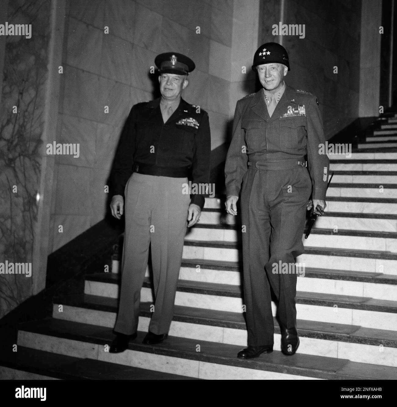 Gen. Dwight D. Eisenhower, left, and Gen. George S. Patton, leave ...