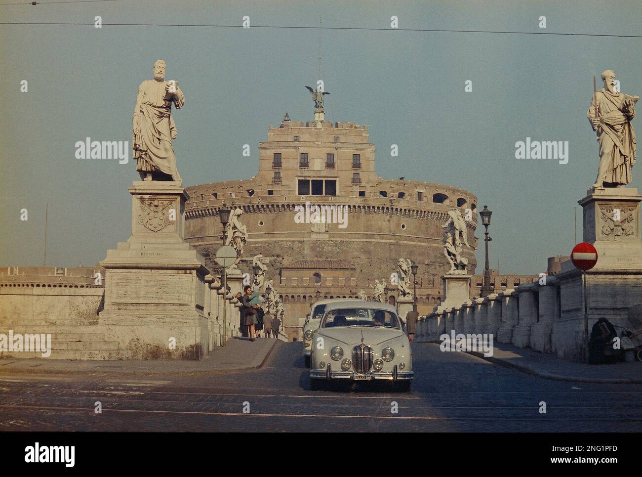 Front view of the "Castle of the Holy Angel" or Castel Sant'Angelo seen ...
