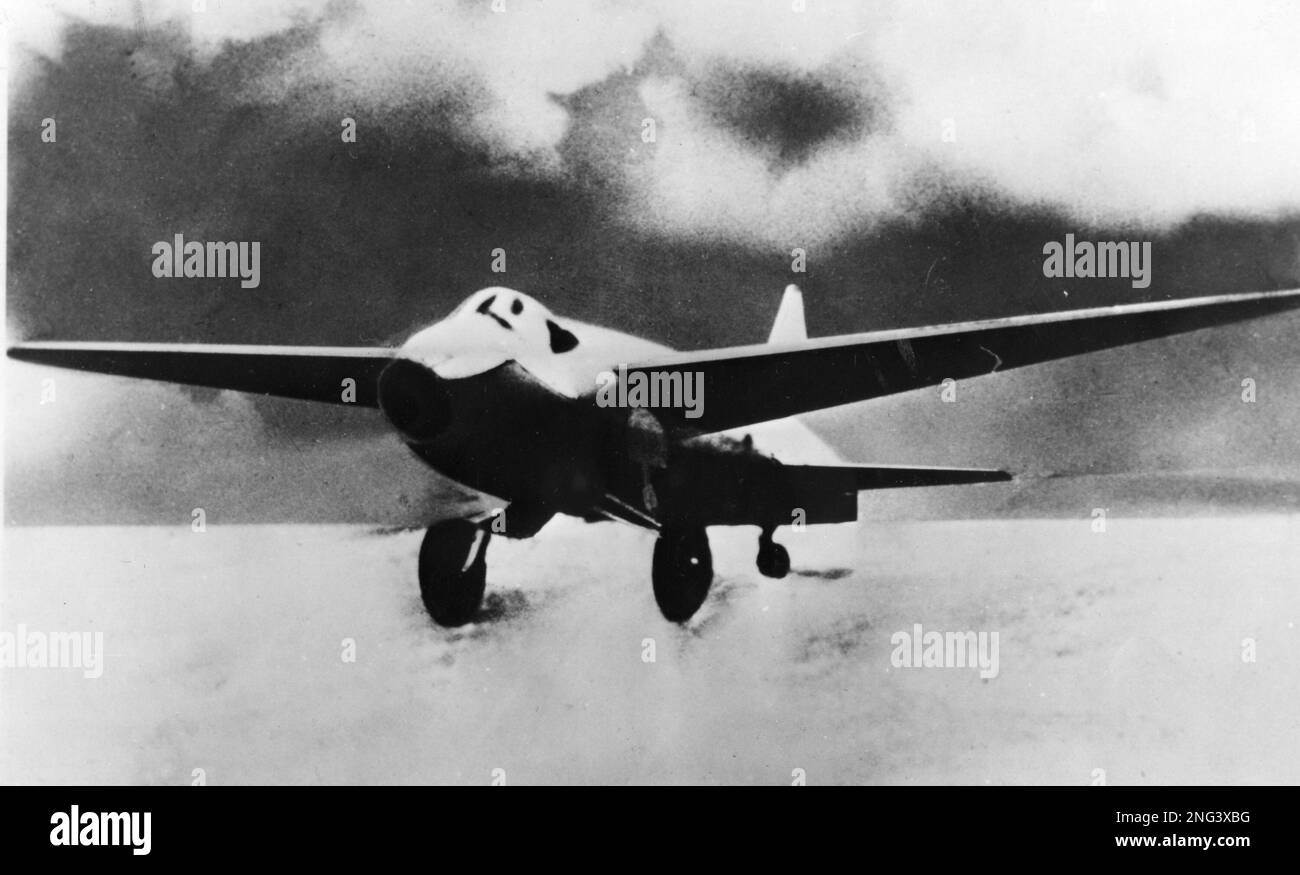 This historic mage shows the world's first jet plane "He 178" taking ...