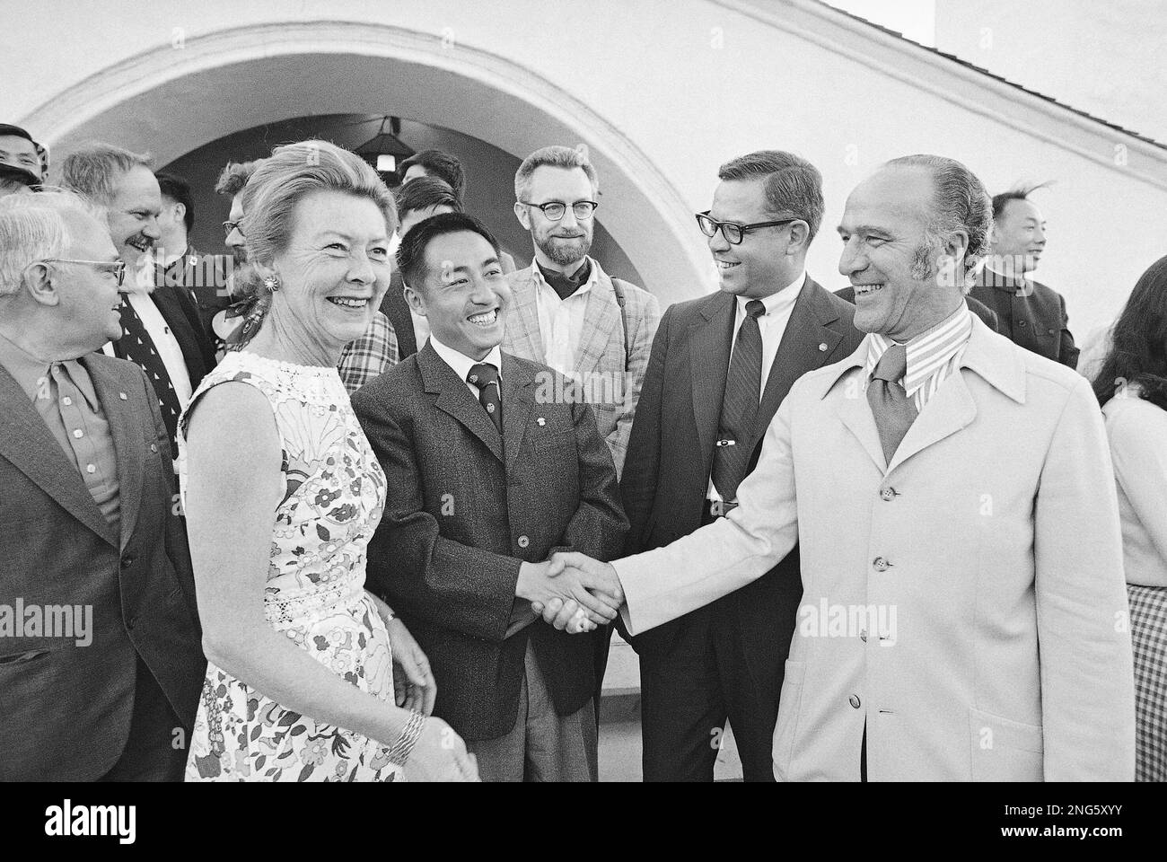 Chuang Tse Tung of the Communist Chinese table tennis delegation is ...