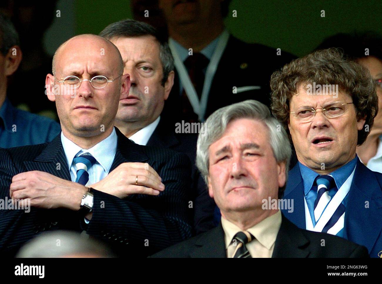 The head coach of France's rugby union team Bernard Laporte, left, and ...