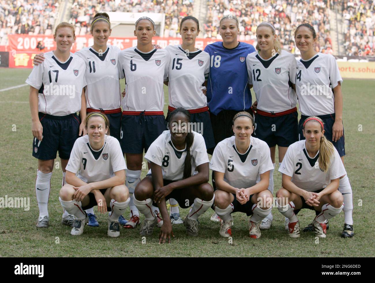 The United States starting 11 gather for a team photo before their ...