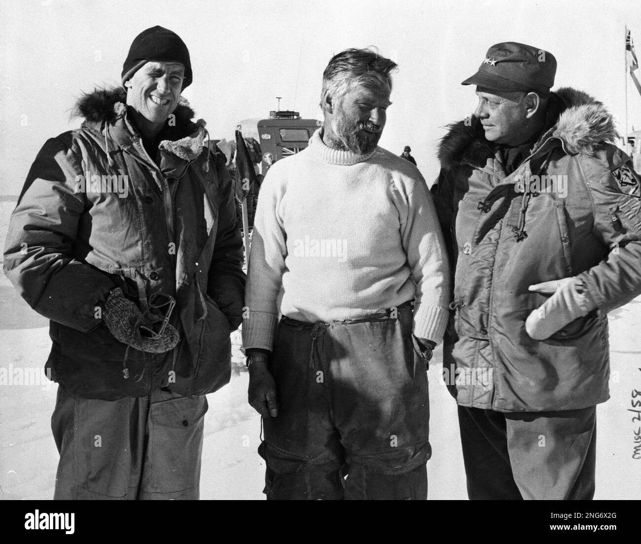 Two miles from the South pole Sir Edmund Hillary, left, leader of one ...