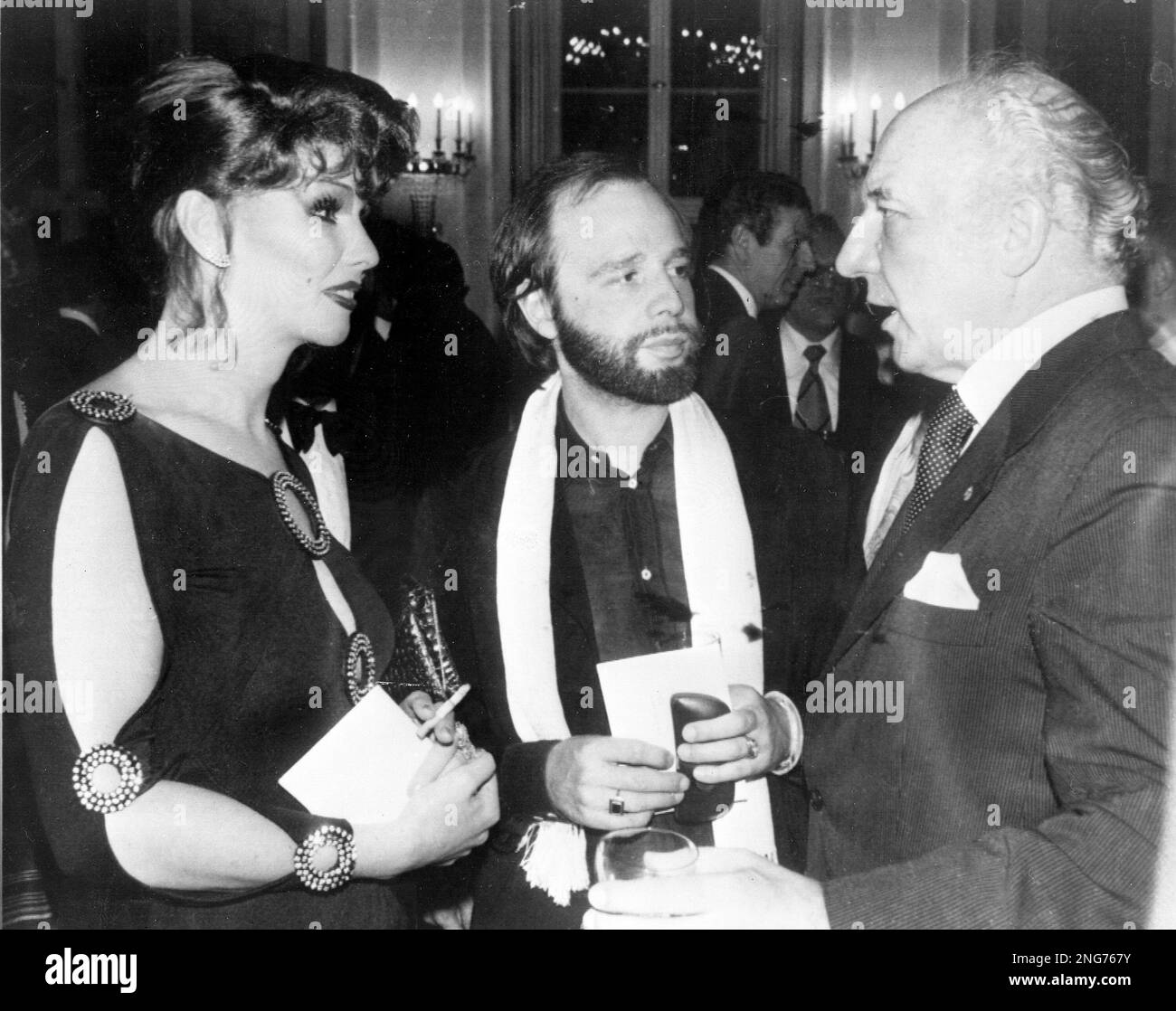 West German President Walter Scheel, right, talks at a reception held ...