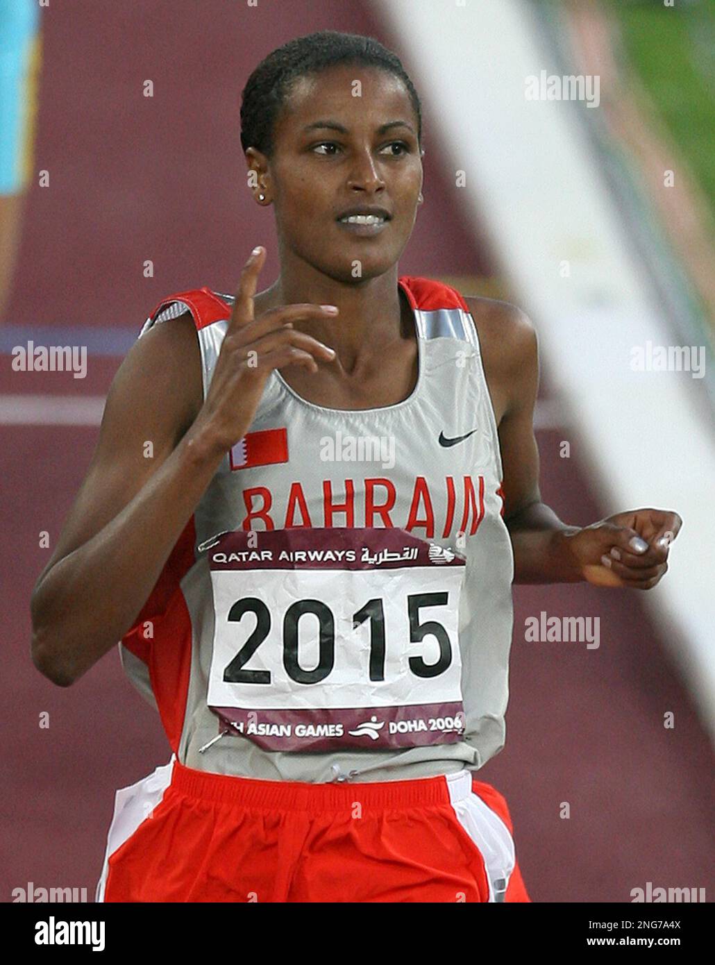 Maryam Yusuf Jamal of Bahrain reacts after winning the gold medal in ...