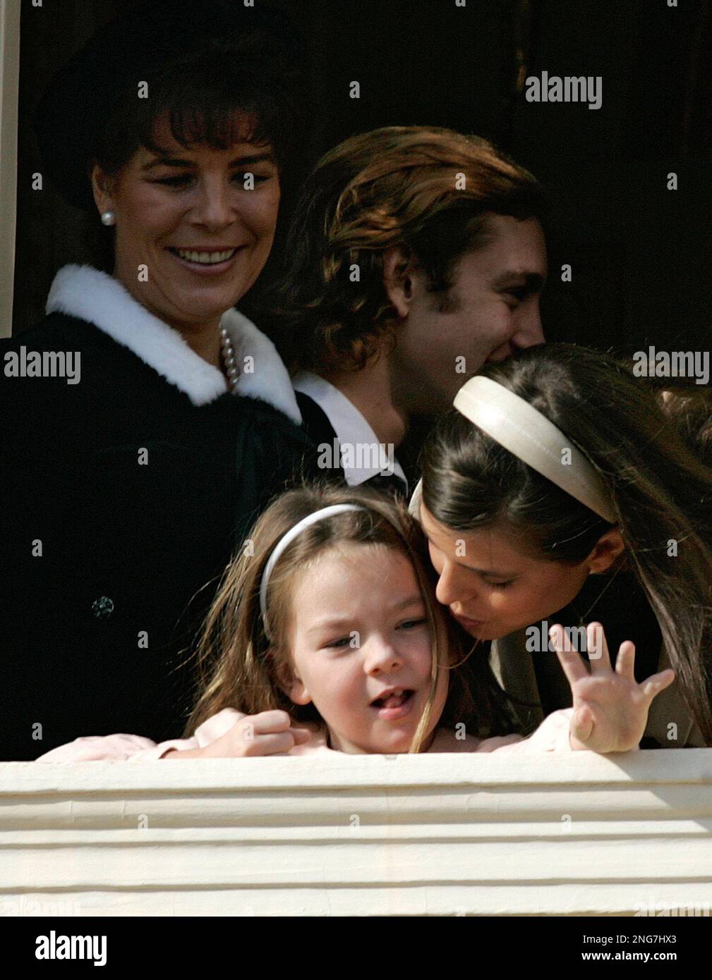 Princess Caroline of Hanover, left, looks at her daughters Alexandra ...