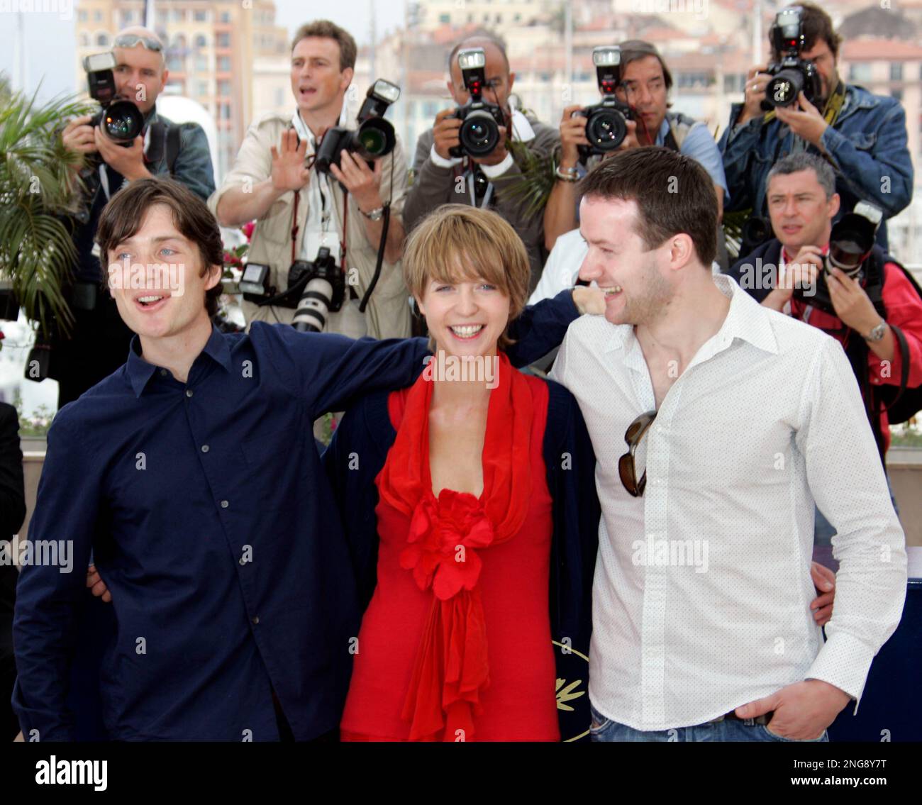 Irish actor Cillian Murphy, left, Irish actress Orla Fitzgerald, center ...