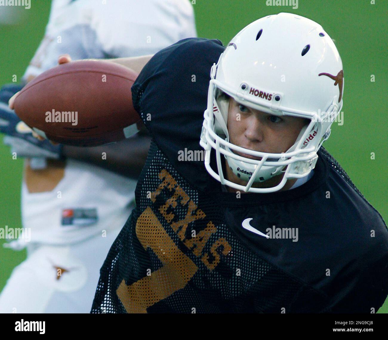 Texas freshman quarterback Jevan Snead is shown at the conclusion of ...