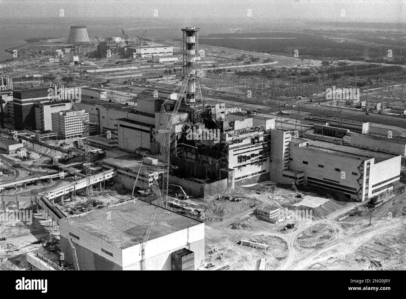 This 1986 aerial view of the Chernobyl nuclear plant in Chernobyl ...