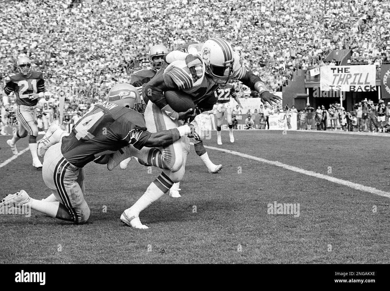 Tony Nathan goes for the goaline and a touchdown for the Miami Dolphins ...