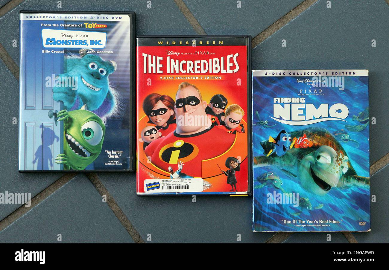 DVD disks of Pixar?s biggest hits: Monsters Inc., The Incredibles and ...