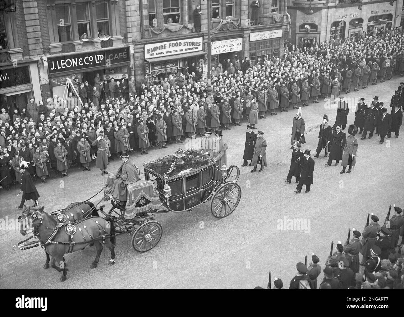 The Glass Coach carrying the Queen, the Queen Mother, Princess Margaret ...