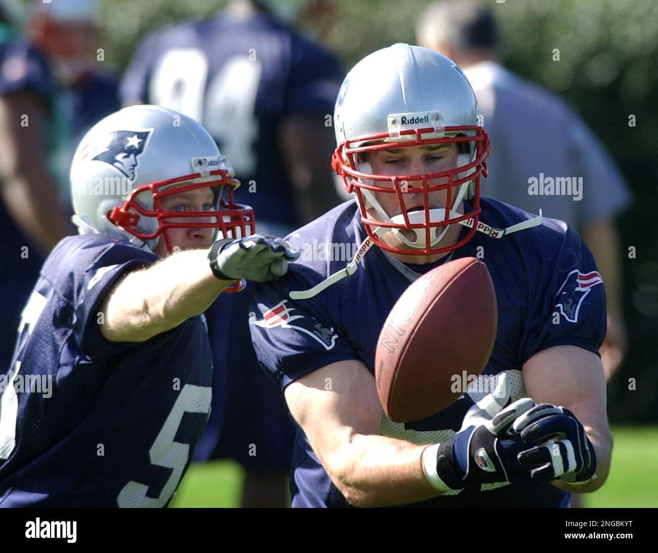 ** FILE ** New England Patriots defenders Larry Izzo (53) and Ted ...