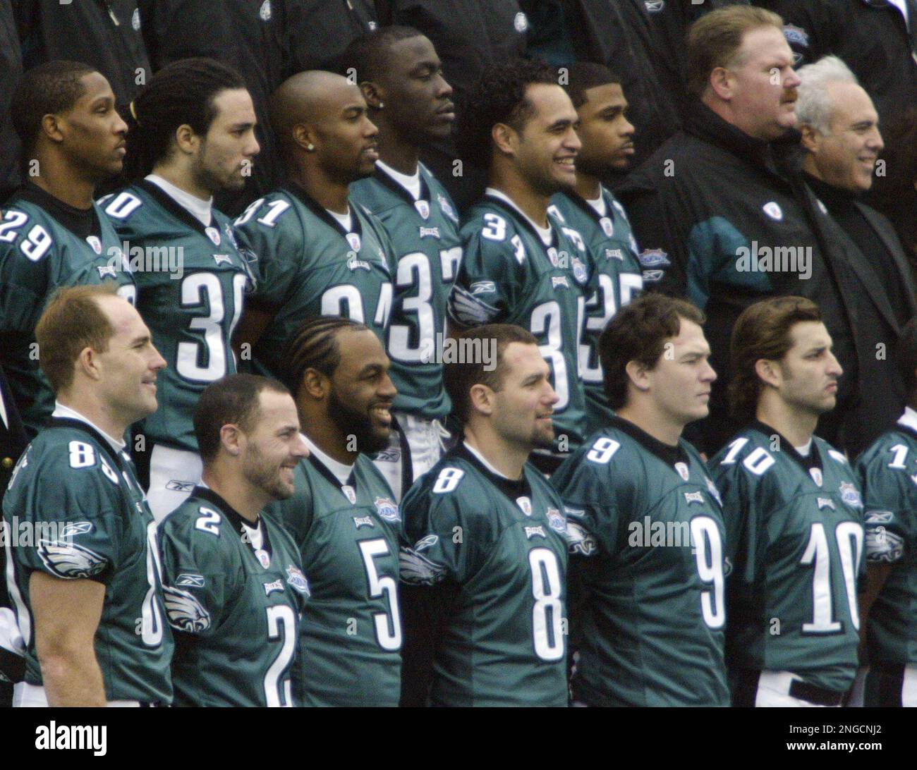 Members of the Philadelphia Eagles football team pose for a team ...