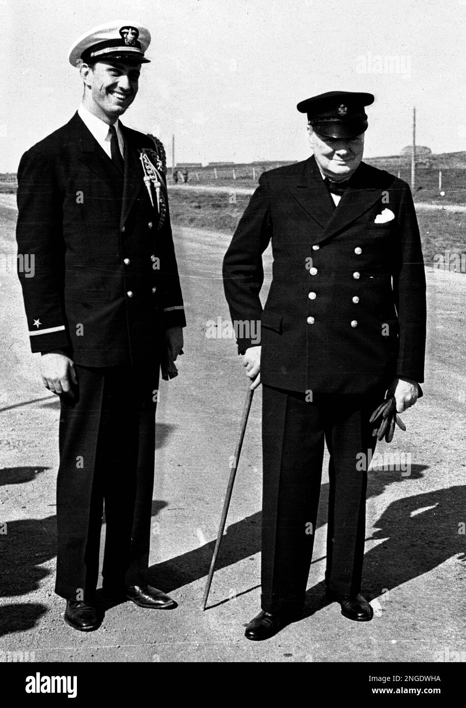 Winston Churchill, Prime Minister of Britain stands with Ensign ...