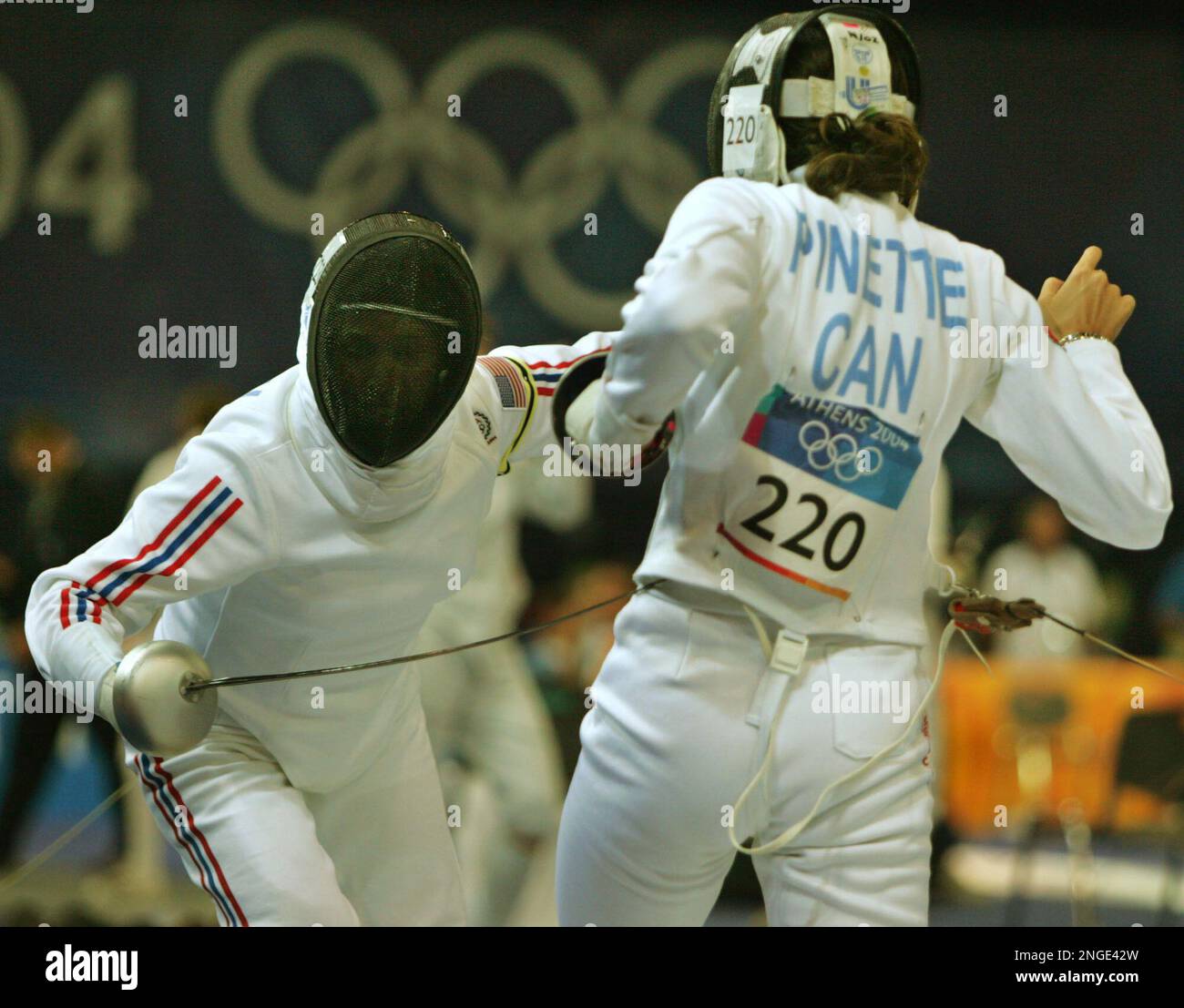 Anita Allen of the United States, left, attacks Monica Pinette of ...