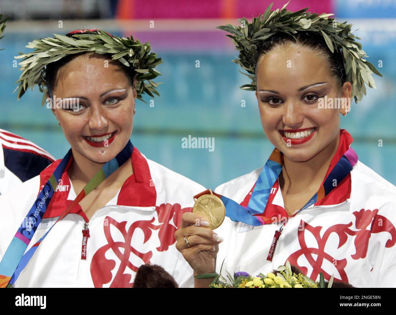 Russia's Anastasia Ermakova, left, and Anastasia Davydova, right show ...