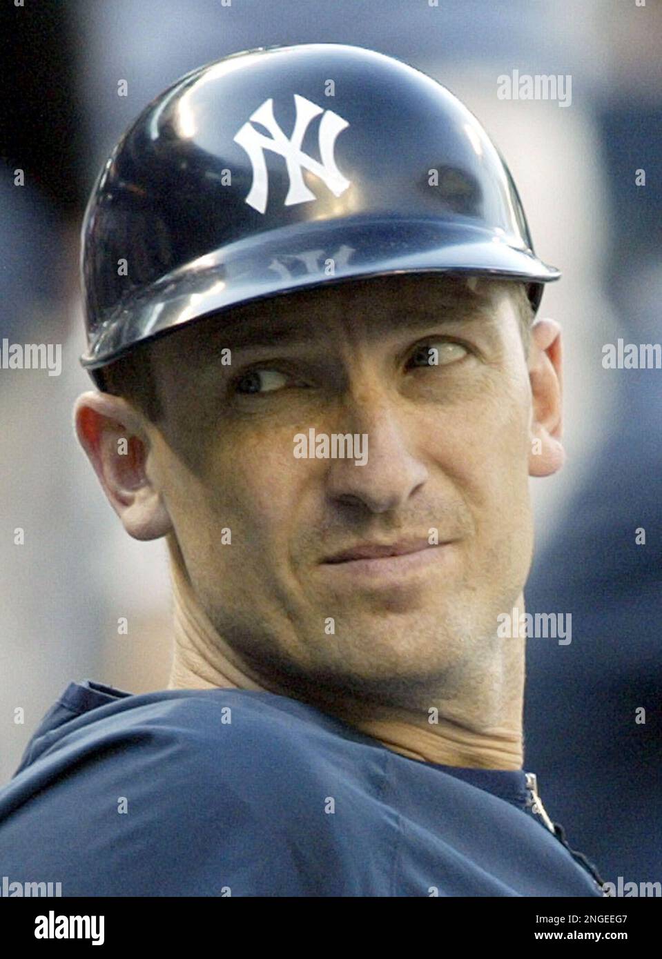 Former Seattle Mariner John Olerud wears his New York Yankees uniform ...