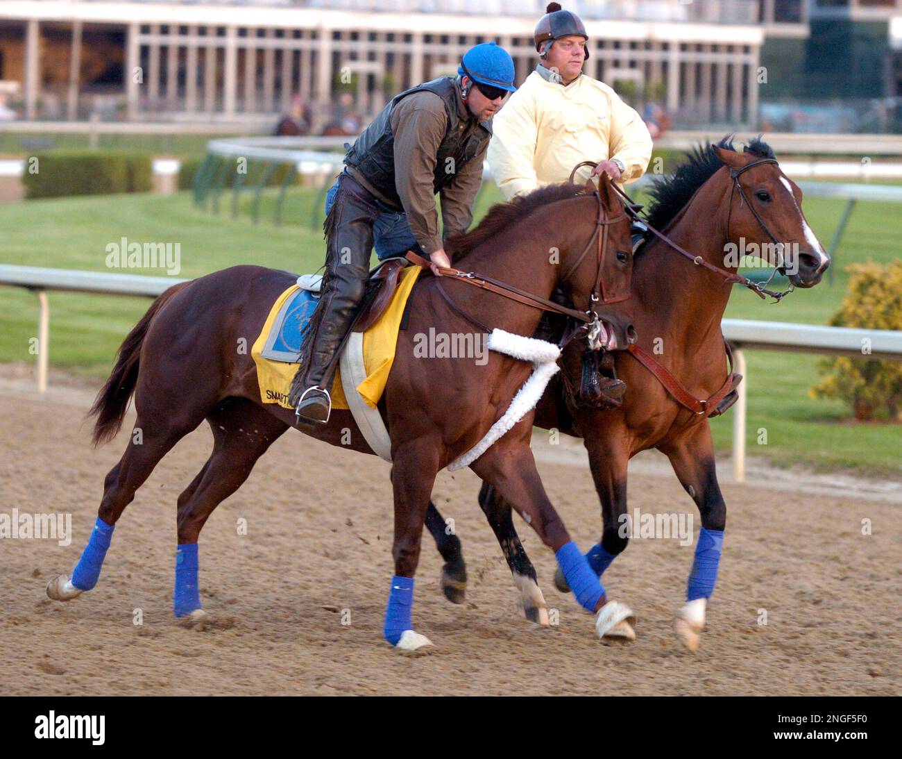 Kentucky Derby contender Smarty Jones, with exercise rider Pete Van ...