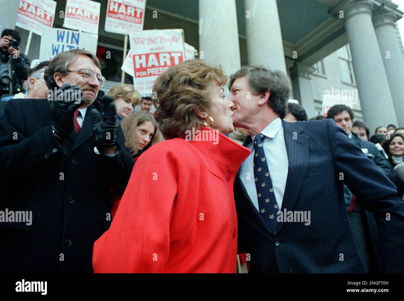 Former Senator Gary Hart, D-Colo., is shown with his wife, Lee, on the ...