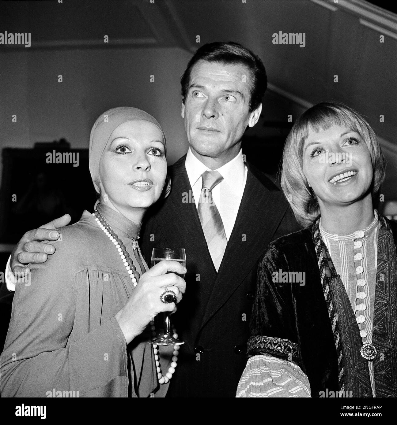British actor Roger Moore, his wife, Italian actress Luisa Mattioli ...