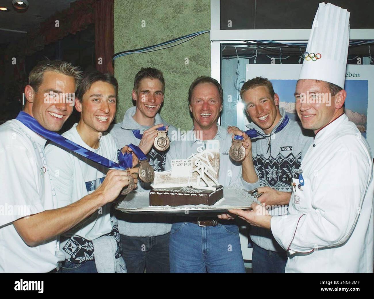 Die Bronzemedaillengewinner im Staffel-Bewerb in der Nordischen ...