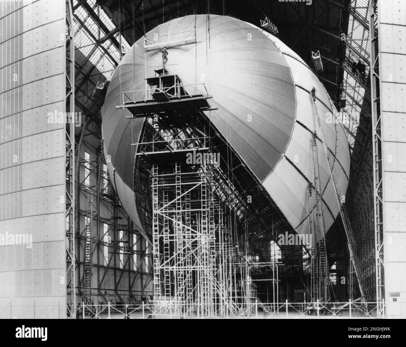 Germany's new giant airship LZ-129 Hindenburg is shown in its final stages of construction in ...