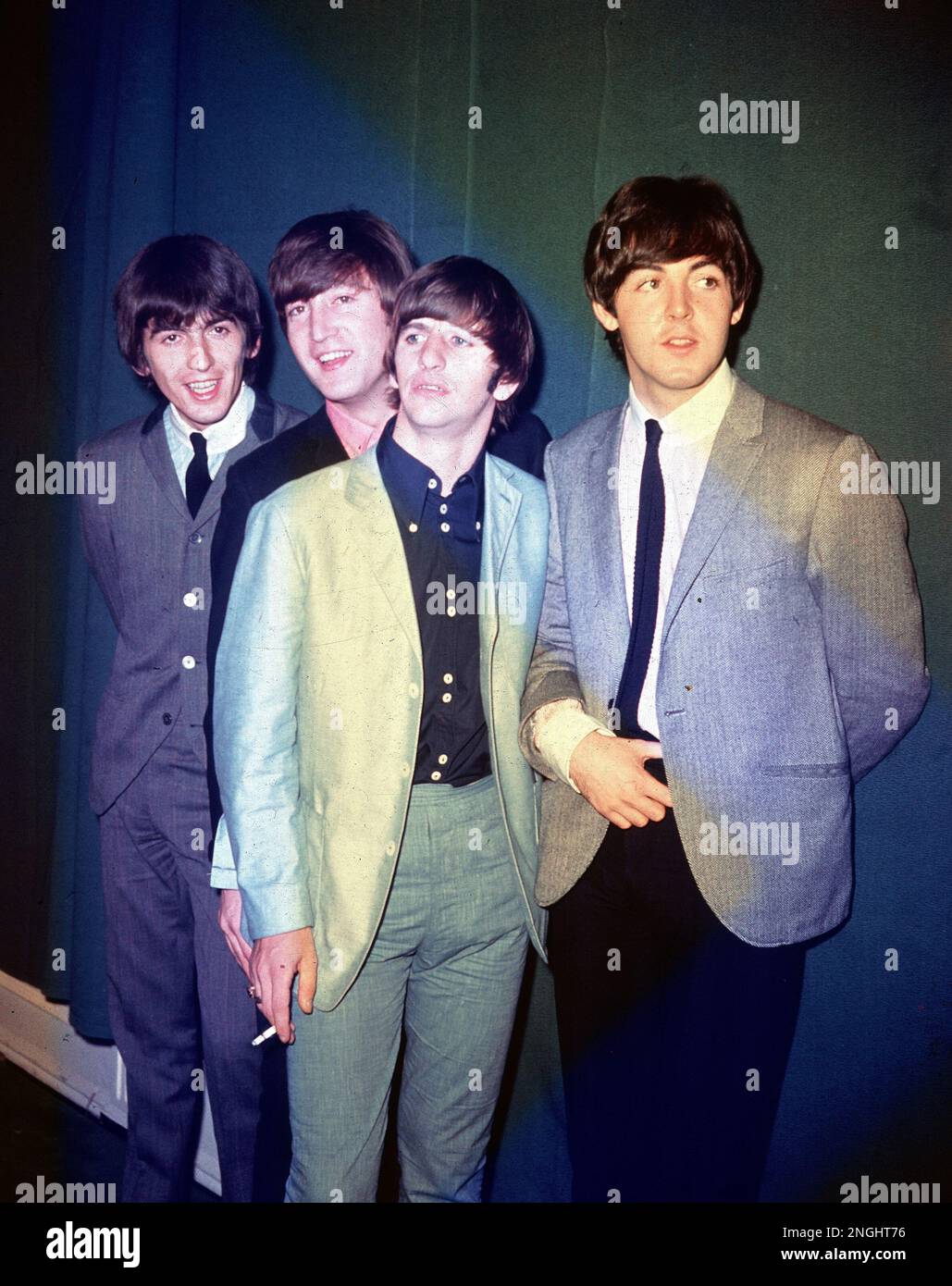 The British rock and roll group The Beatles are seen during their first ...
