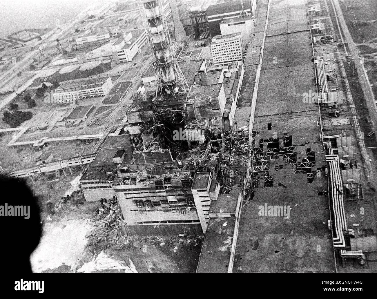 An aerial view of the Chernobyl nucler power plant, the site of the ...