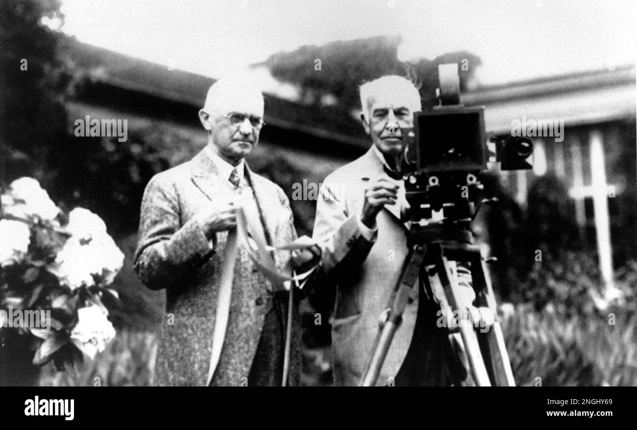 Eastman Kodak Co. founder George Eastman, left, and Thomas Edison pose ...