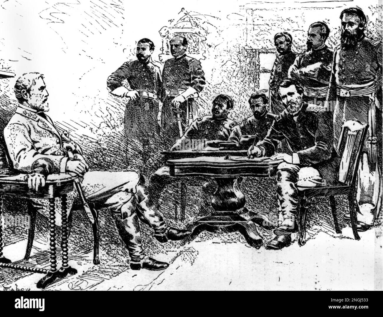 This is a sketch of the surrender at the Appomattox Court House of Gen ...