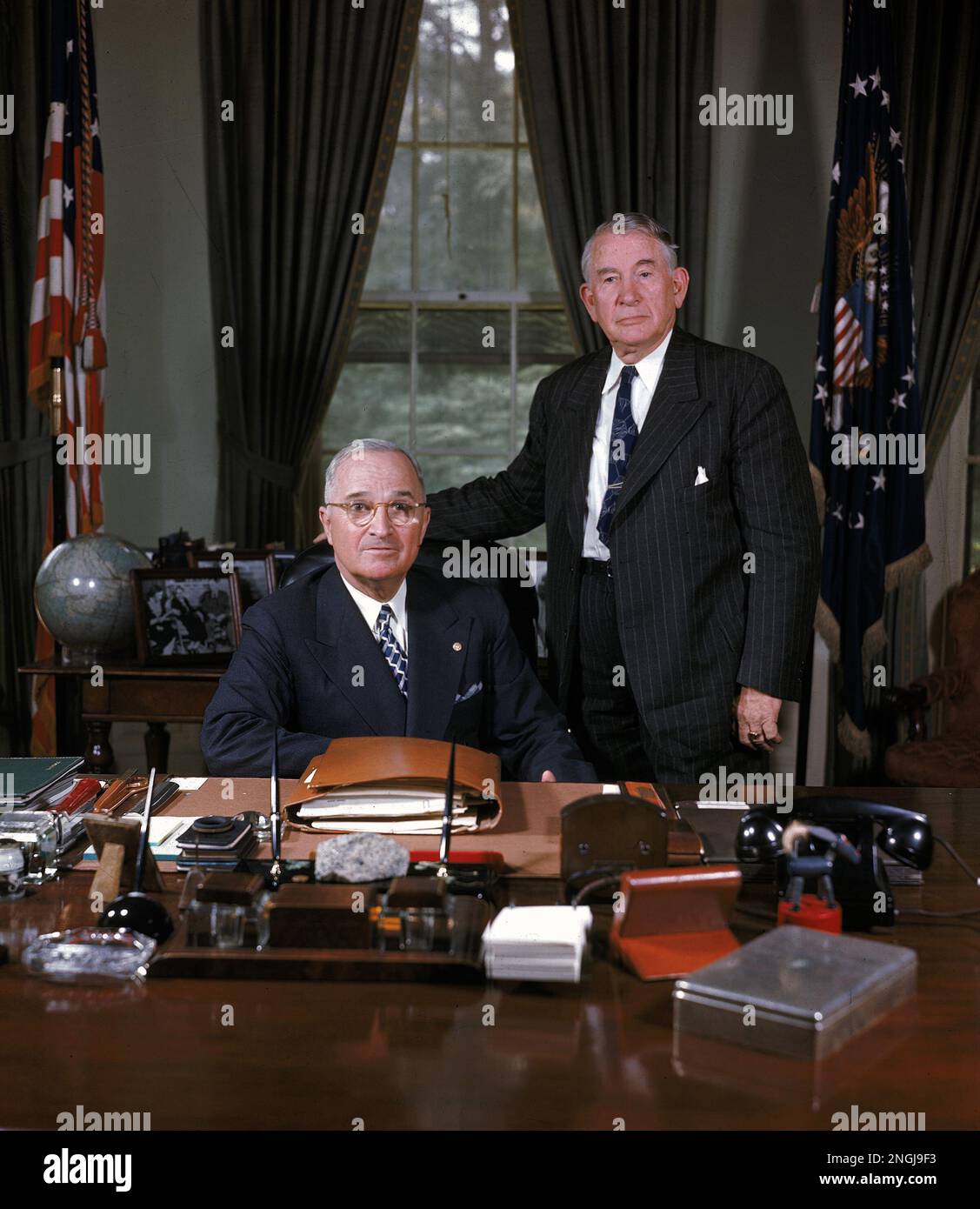 President Harry S. Truman and Vice President Alben Barkley shown in the ...