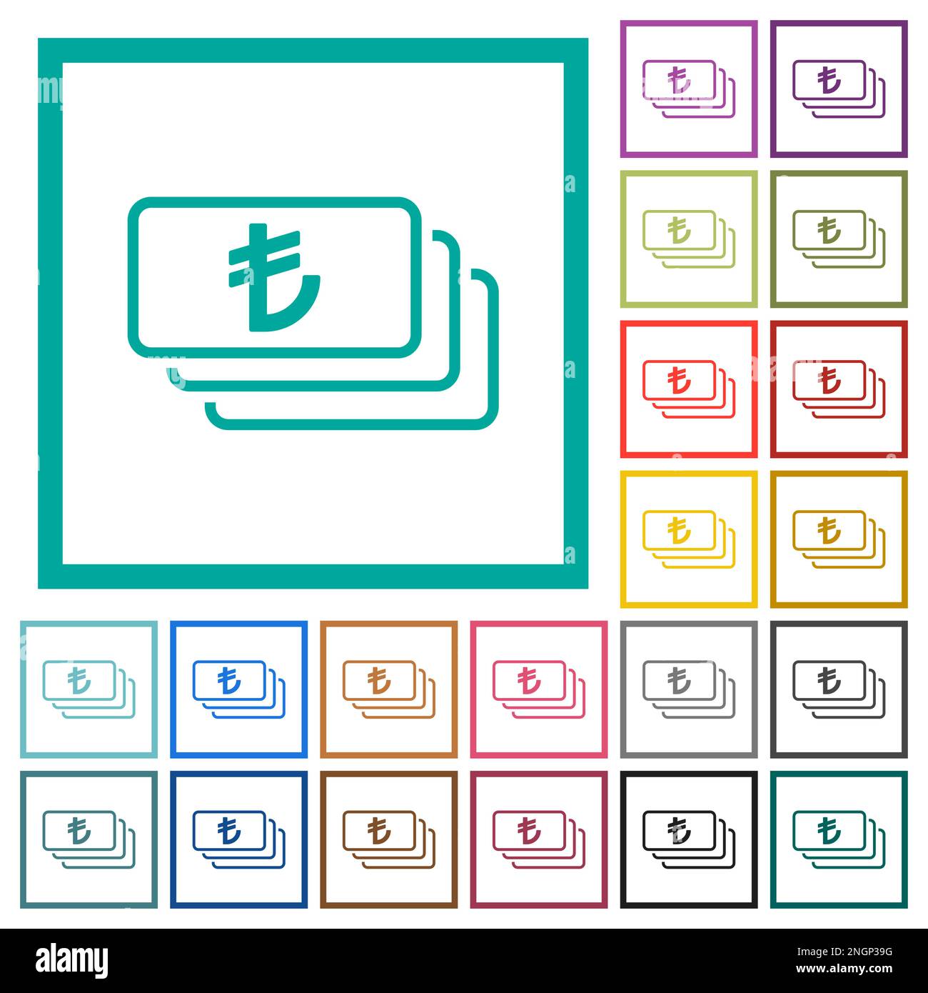 Türkische Lira-Banknoten zeichnen sich durch flache Farbsymbole mit ...