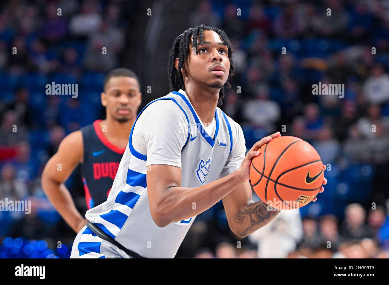 18. FEBRUAR 2023: Der Wachmann von Saint Louis Billikens Larry Hughes ...