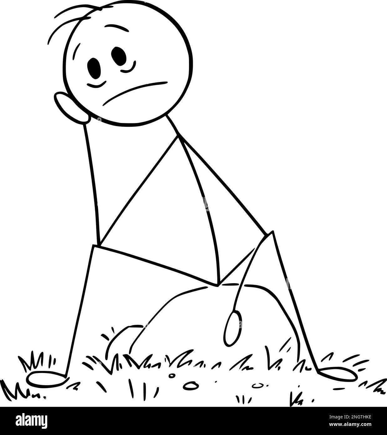 Traurige, unglückliche oder frustrierte Person, Vector Cartoon Stick ...