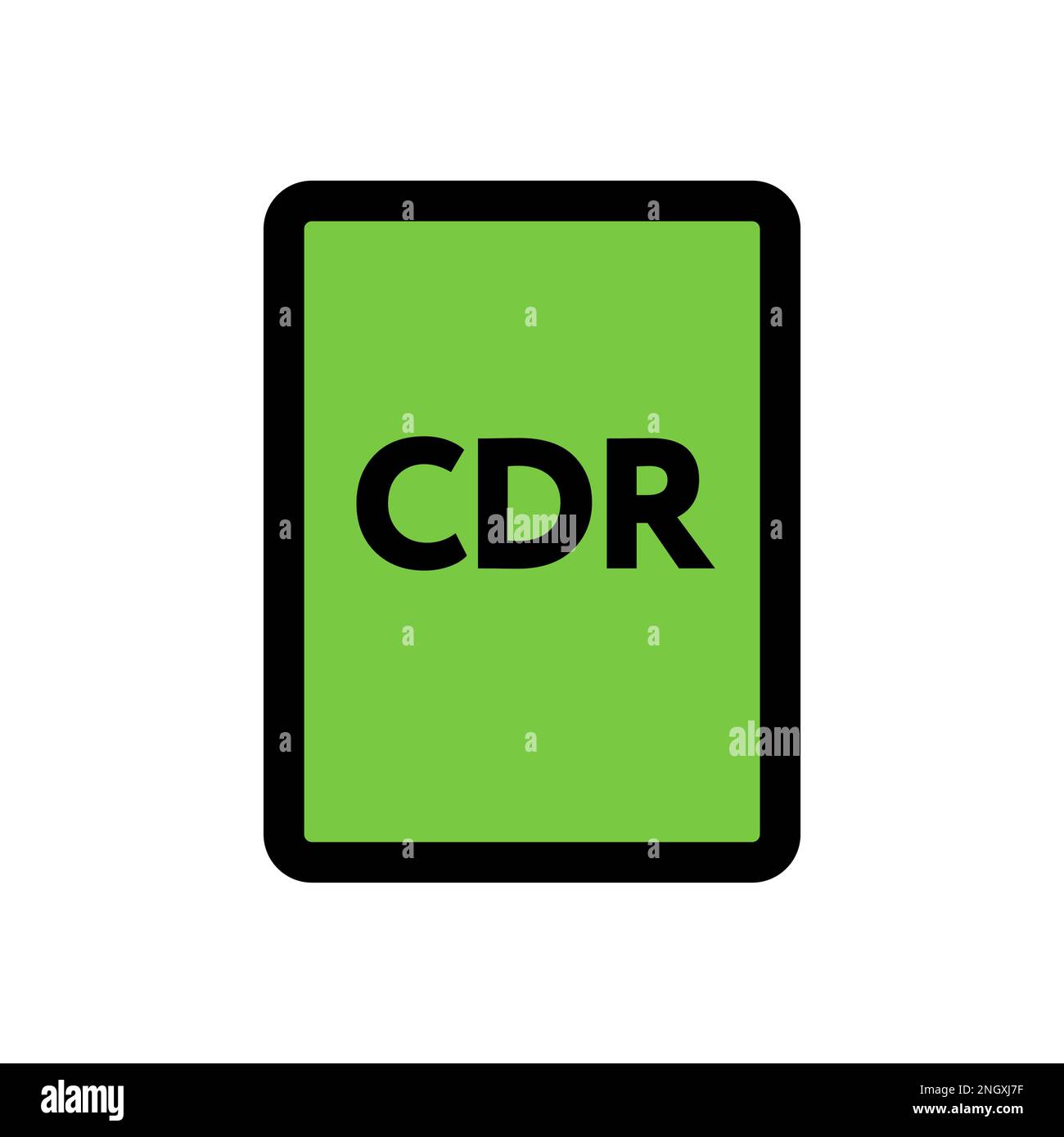 Symbolzeile der CDR-Datei isoliert auf weißem Hintergrund. Schwarzer ...