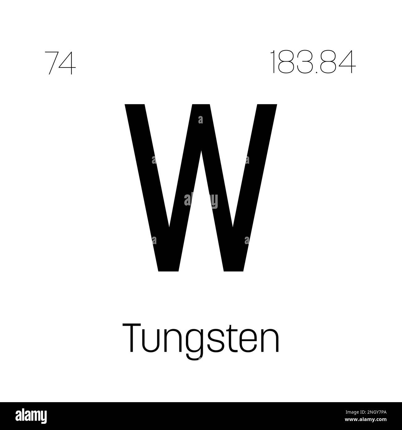 Wolfram, W, Periodenelement mit Name, Symbol, Atomzahl und Gewicht ...
