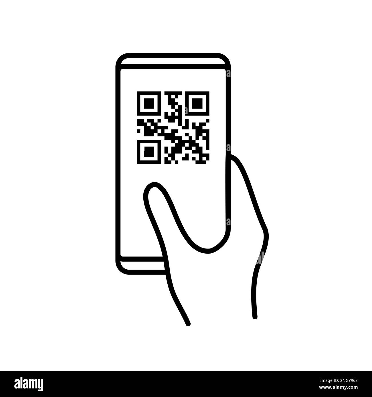 QR-Code-Scan Mobiltelefon Pay-App. Smartphone-qr-Scan-Code-Vektorsymbol ...