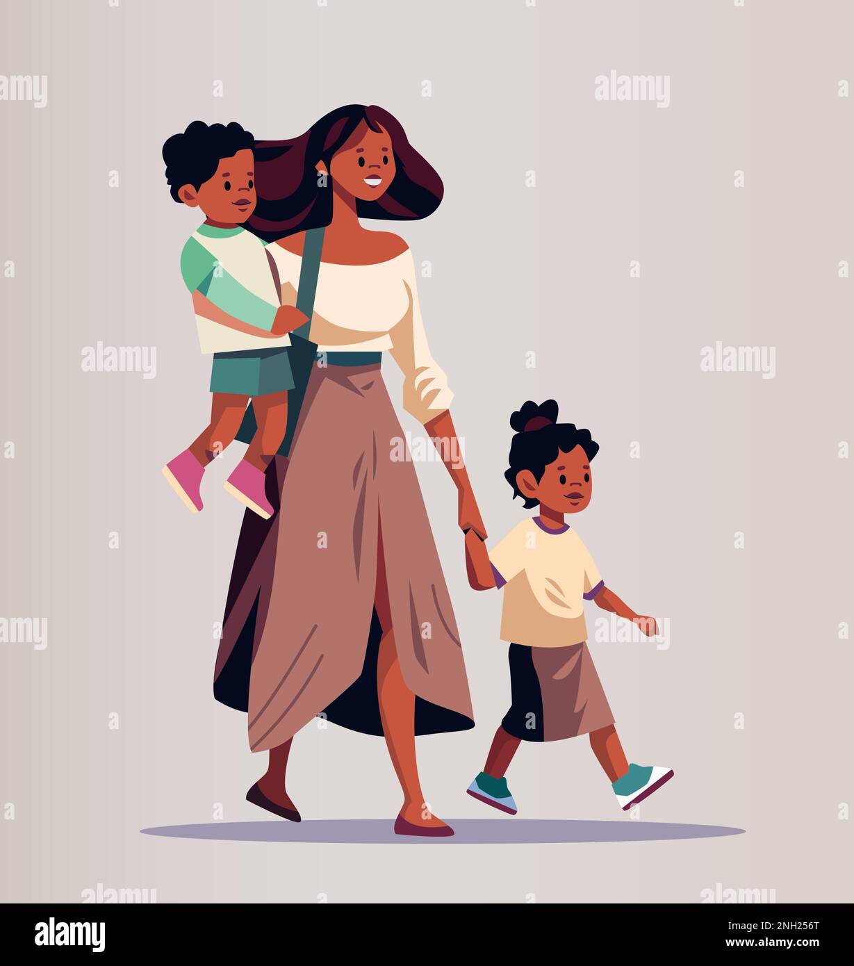 Mutter und schulmädchen Stock-Vektorgrafiken kaufen - Alamy