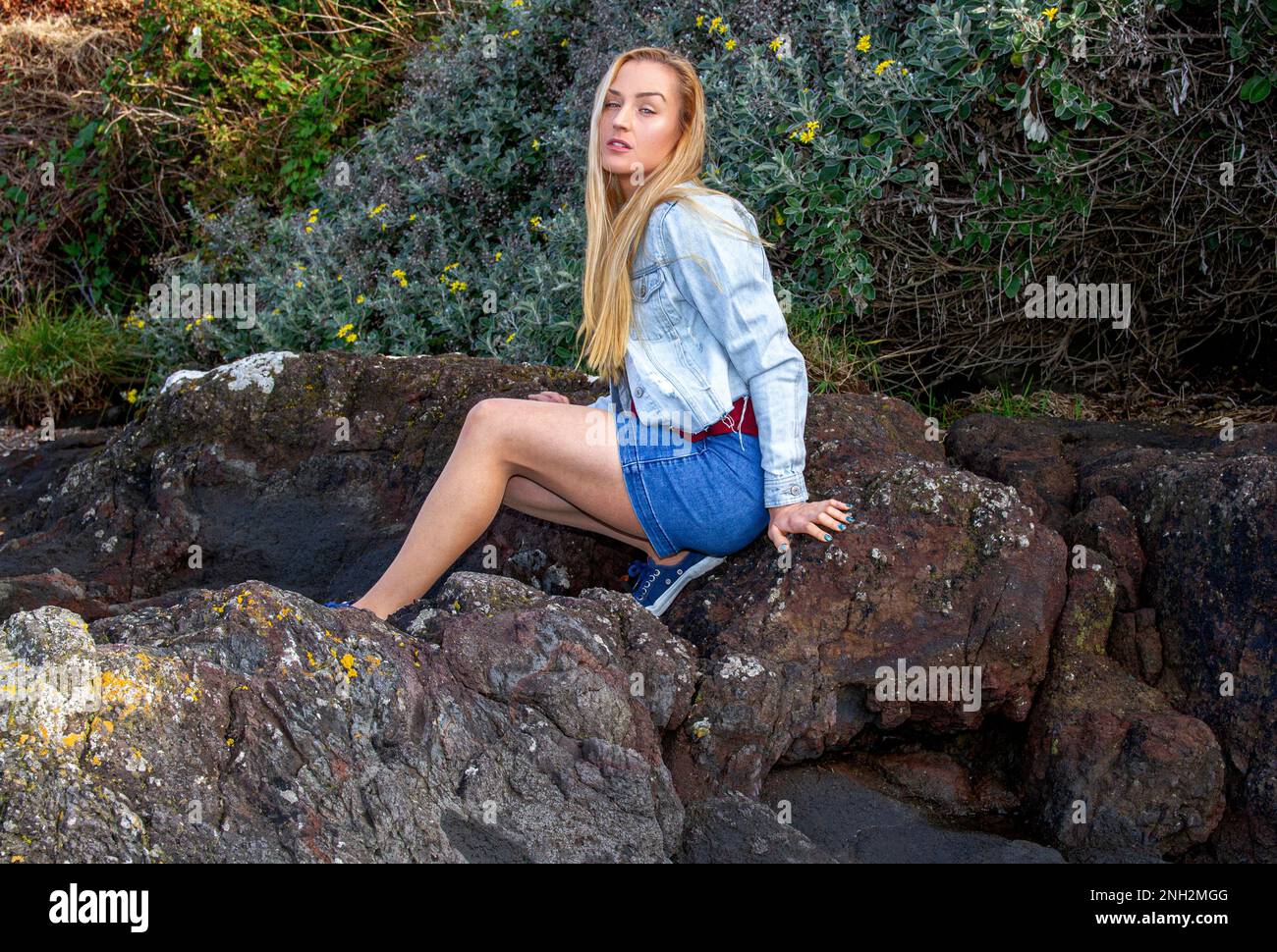 Frau blondine aleine am strand -Fotos und -Bildmaterial in hoher ...